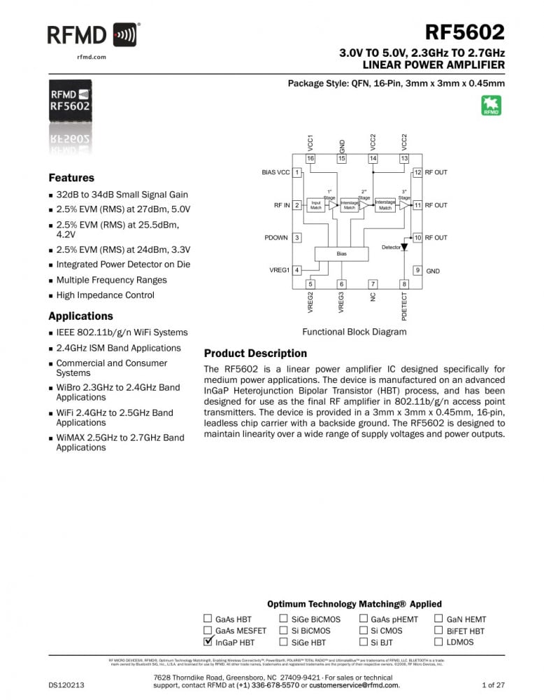 RF5602 datasheet page 1