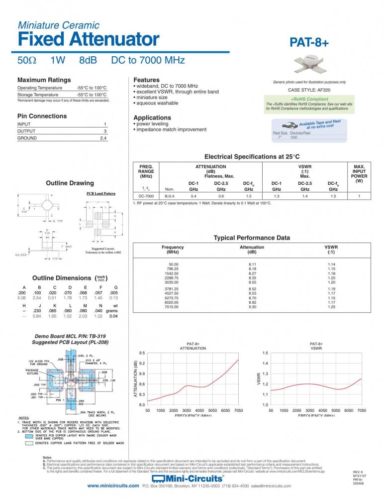 PAT-8+ technical datasheet page
