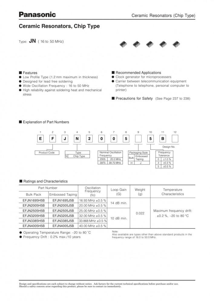 Panasonic EFJ-N4005J5B datasheet page 1