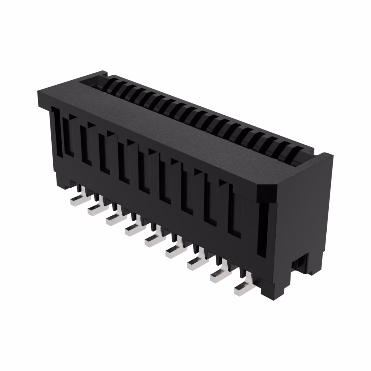 Easy-On FFC/FPC Connector, 0.50mm Pitch, Surface Mount, Vertical, Non-ZIF, Standard Footprint, Tin Bismuth Plating, Short Terminal Type, Black, 18 Circuits for sale