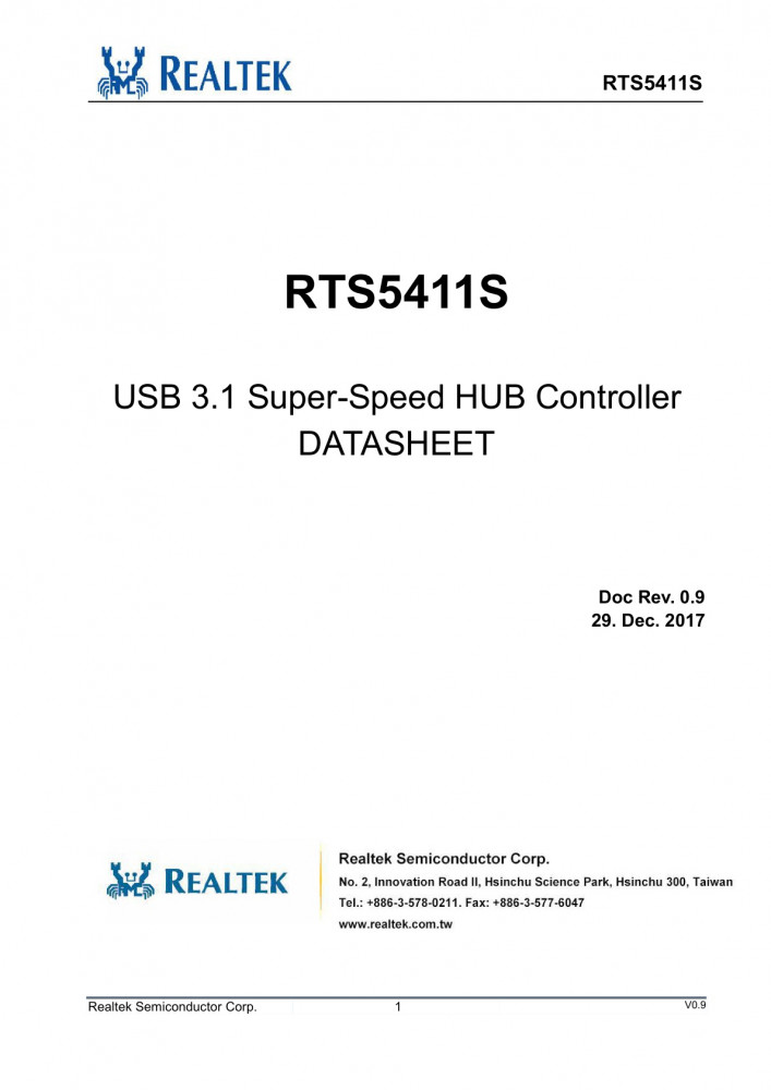 RTS5411S datasheet page 1