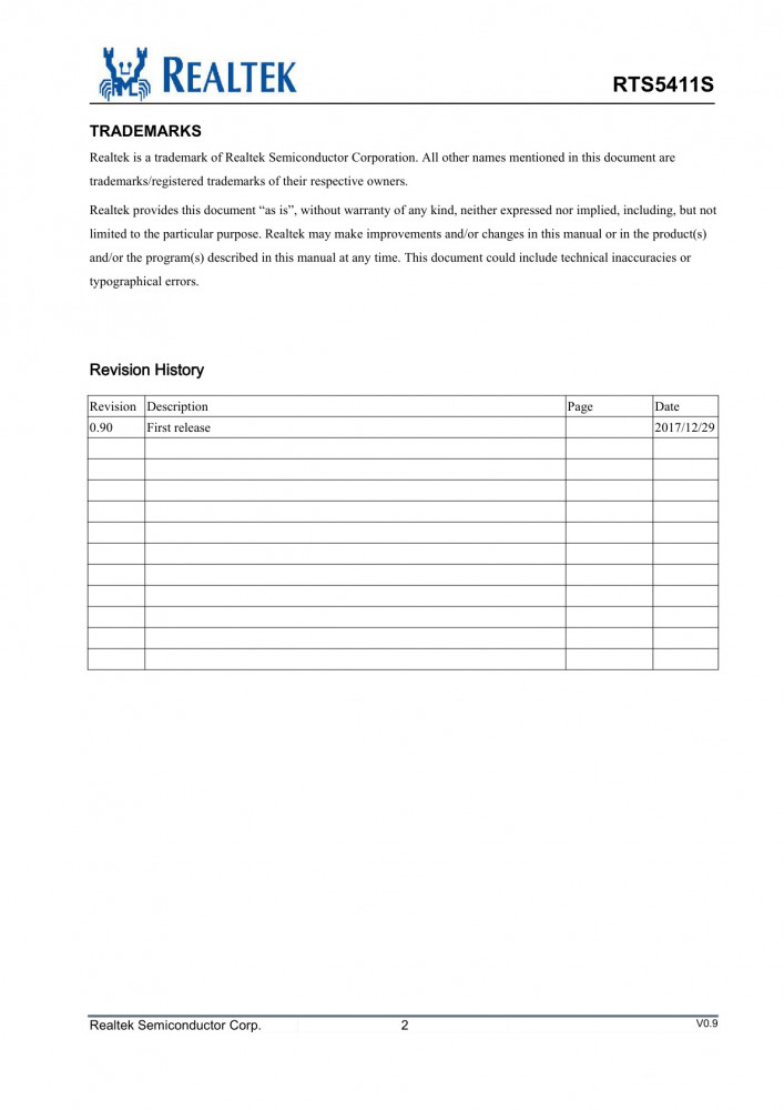 RTS5411S datasheet page 2