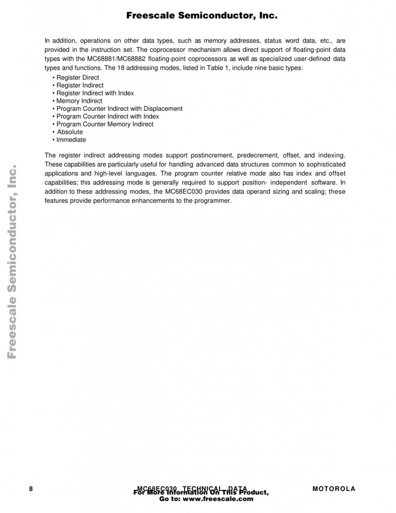 MC68EC030 technical document page 8