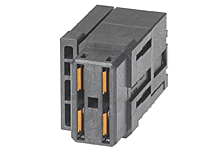Impact 4 Pair, Right-Angle Power Receptacle, 2 Modules with Left Hold-Down, Press-Fit, LCP, Glass Filled UL94-V0, Black, Tray Packaging, Lead-Free