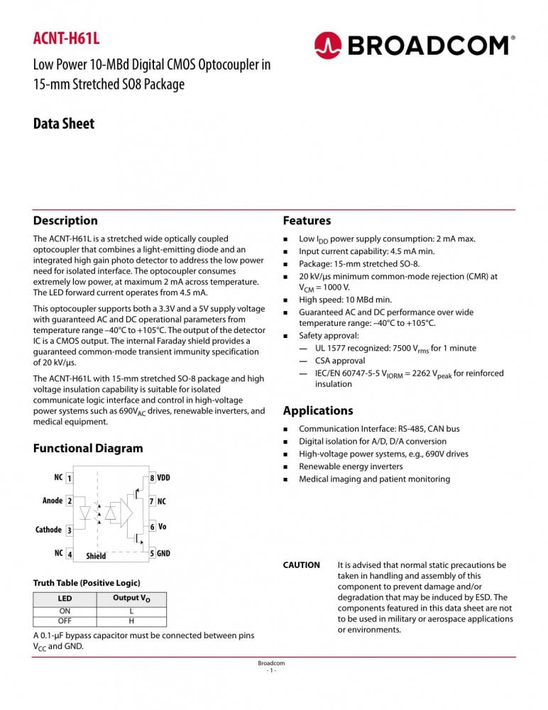 ACNT-H61L-500E datasheet page 1