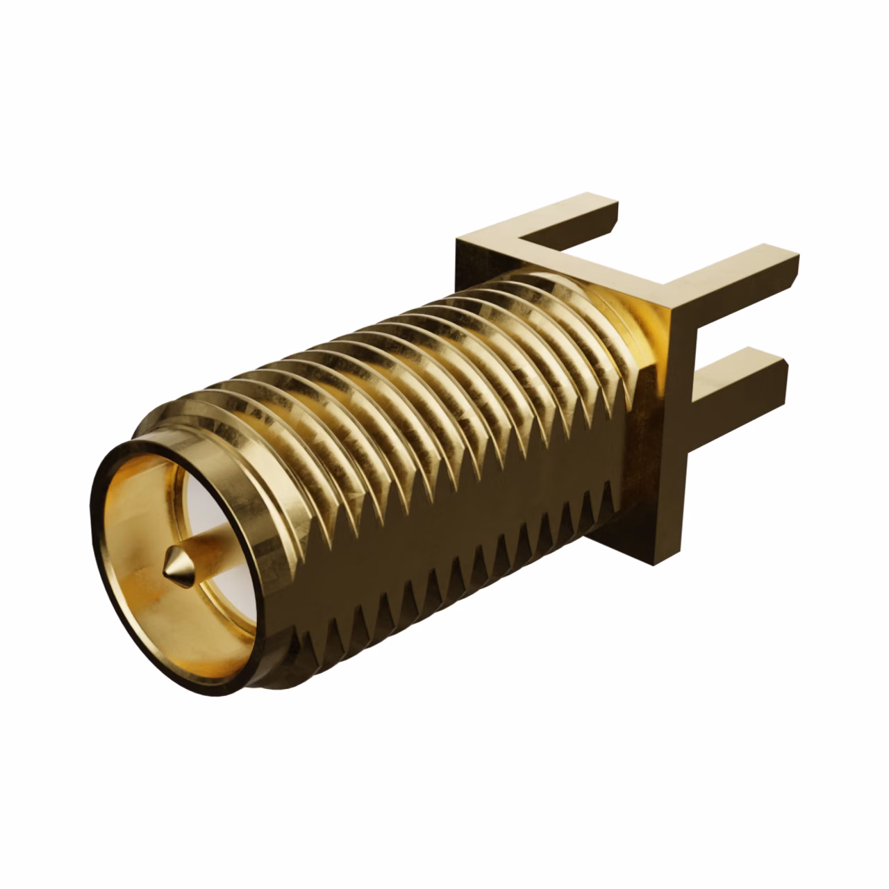 SMA Jack, Reverse Polarity, Straight, Bulkhead Receptacle, PCB, Edge Mount, Brass Body, Gold (Au) Plated, Nut and Lockwasher Not Included, Tray, 50 Ohms for sale