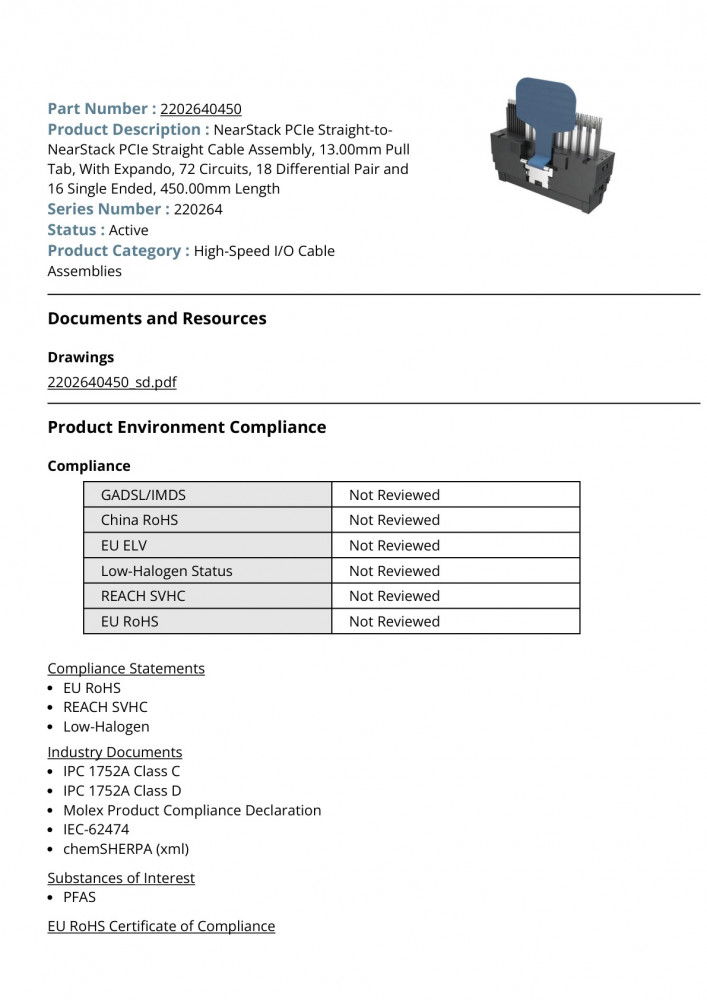 MOLEX 2202640450 drawing page 1