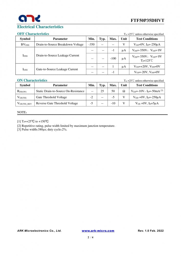 FTF50P35DHVT datasheet page 2