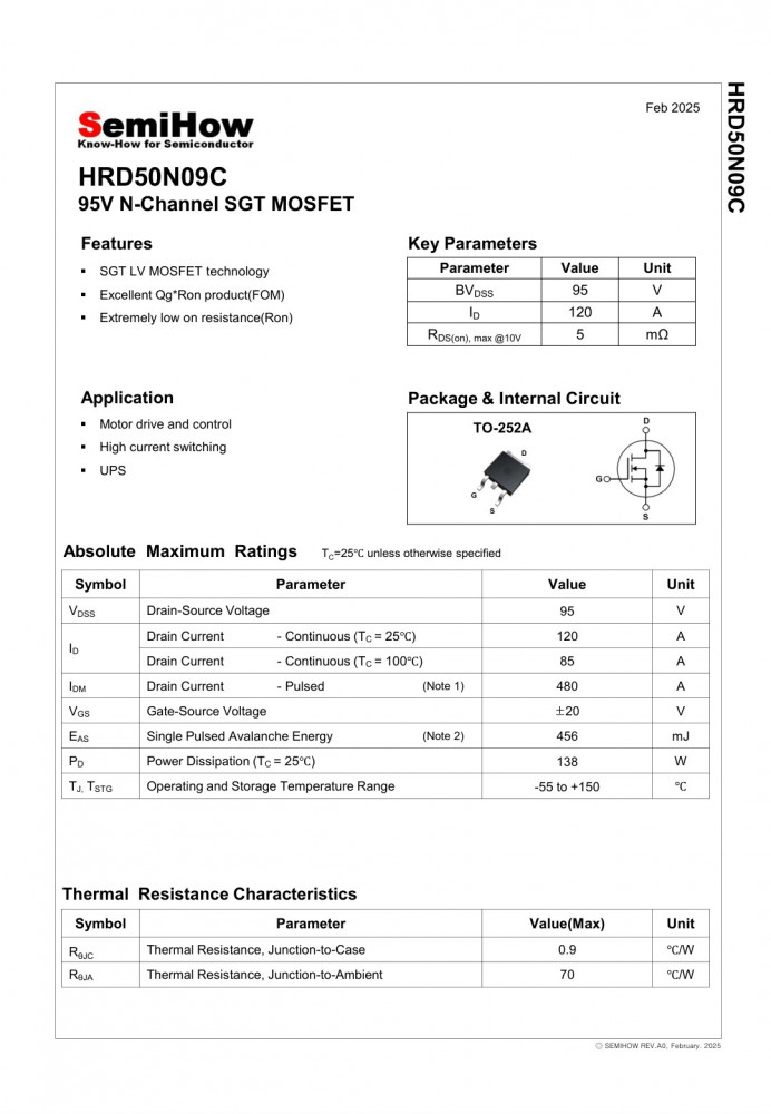 HRD50N09C datasheet page 1