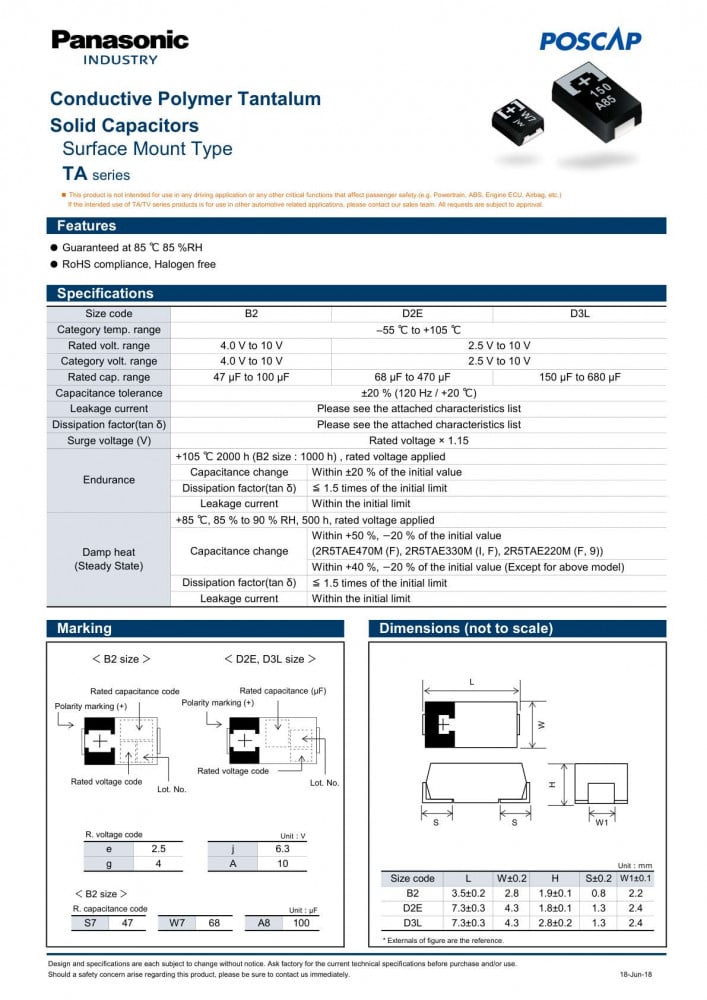 Panasonic TA series technical document page 1