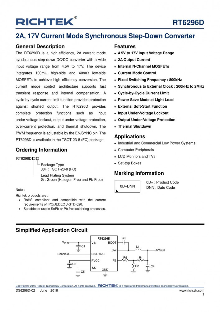 RT6296D datasheet page 1