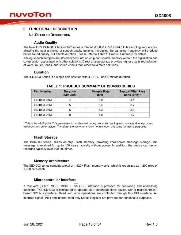 ISD4003 datasheet page 10