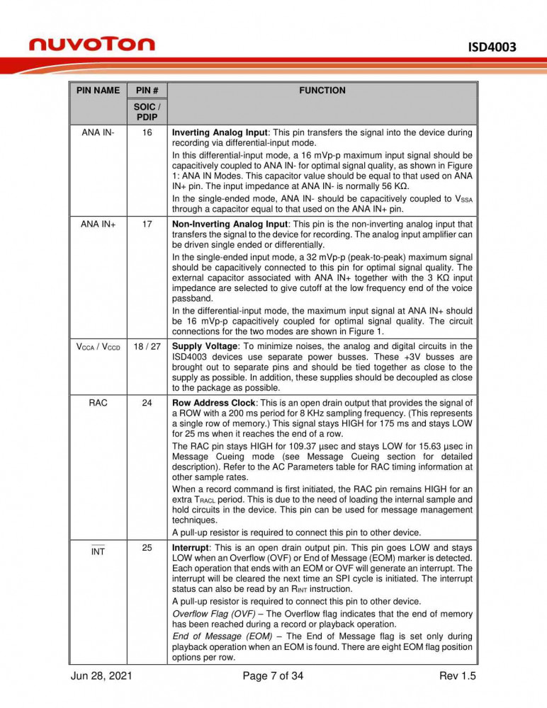 ISD4003 datasheet page 7