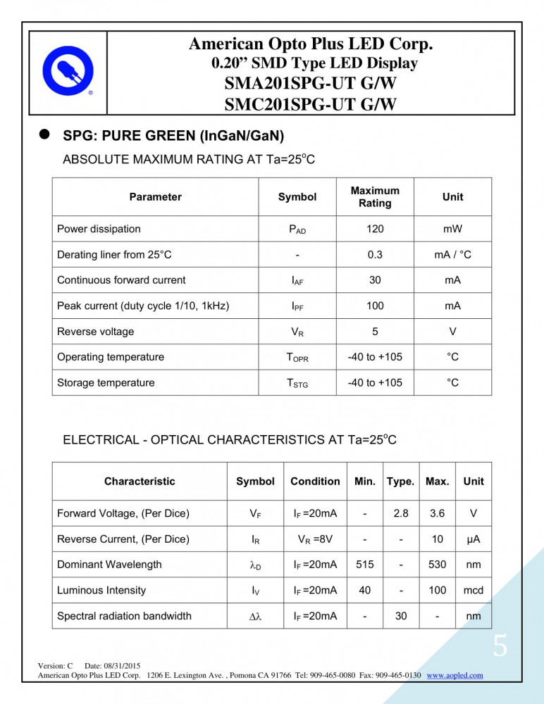 SMC201SPG-UT G/W datasheet page 5