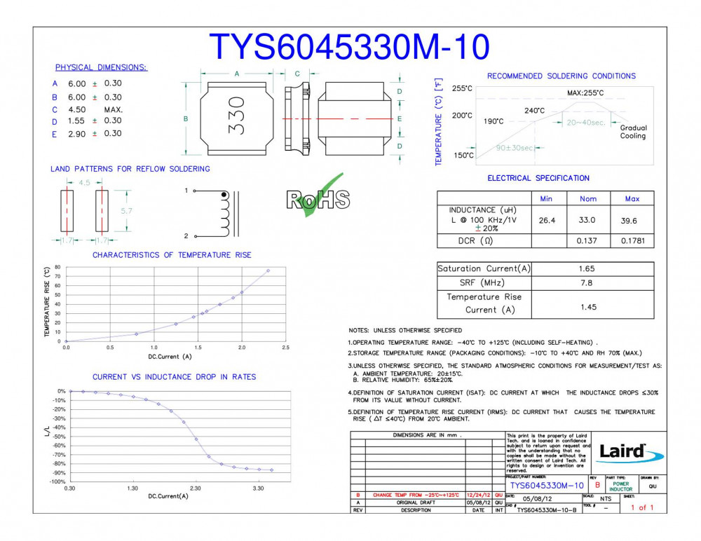 Laird TYS6045330M-10 technical drawing preview