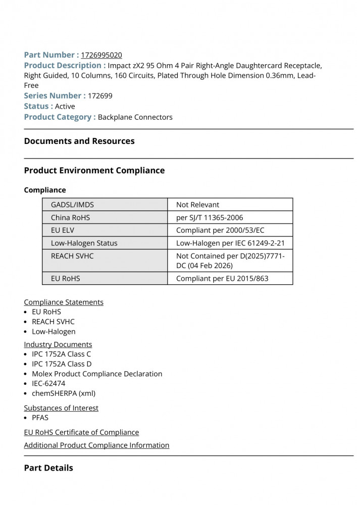 MOLEX 1726995020 document page 1