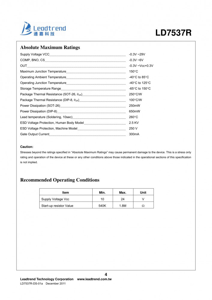 LD7537R datasheet page 4