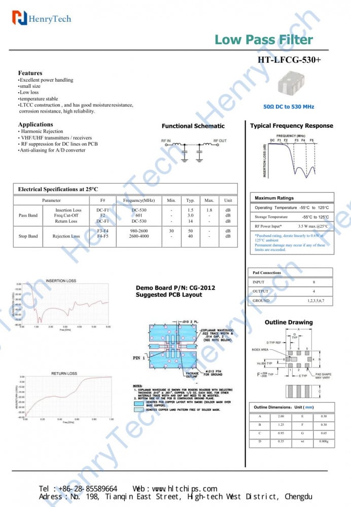 HT-LFCG-530+ technical documentation page