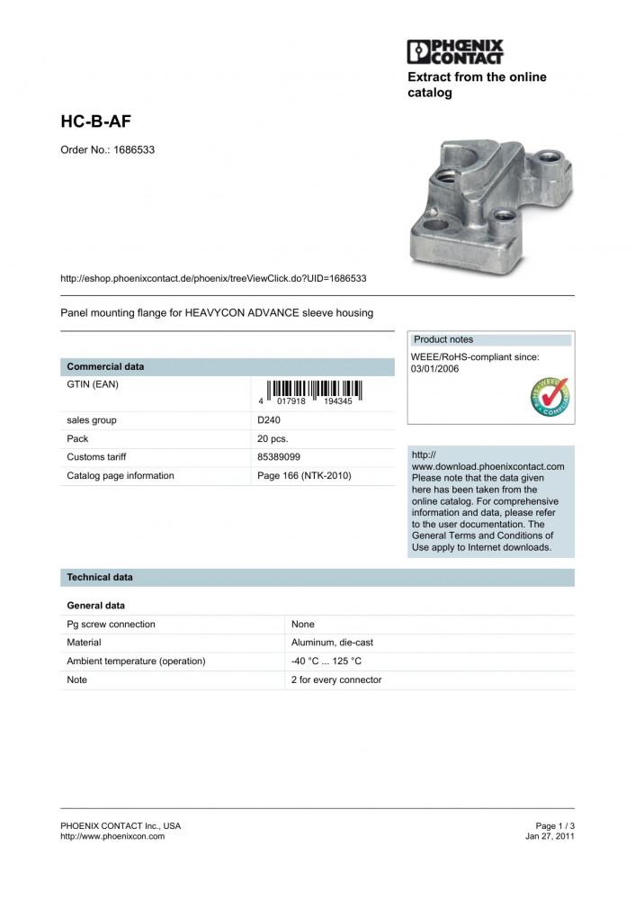 Phoenix Contact HC-B-AF catalog page