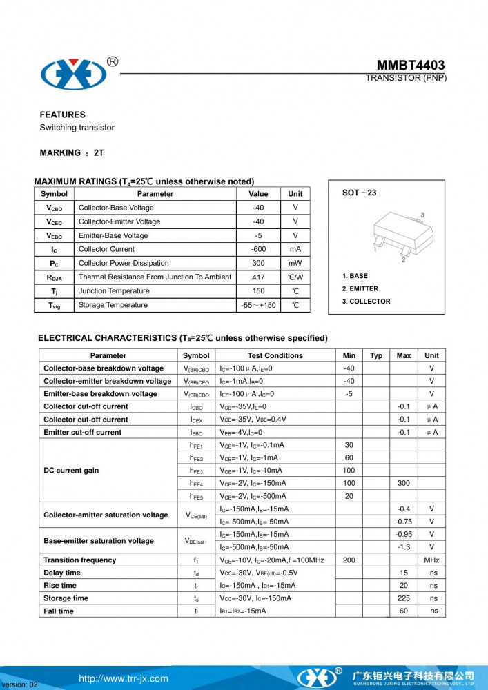 MMBT4403 2T datasheet page 1