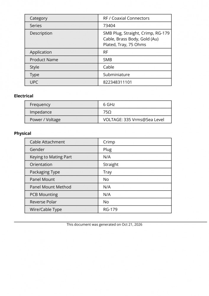 Product document page 2 for MOLEX 734041600