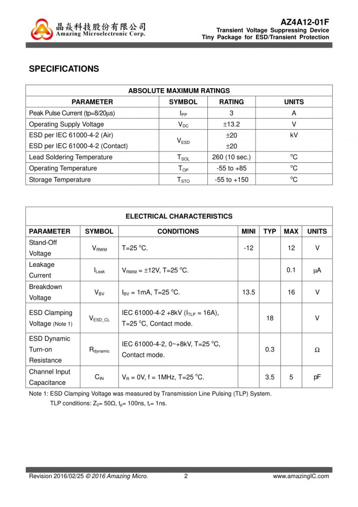 AZ4A12-01F datasheet page 2