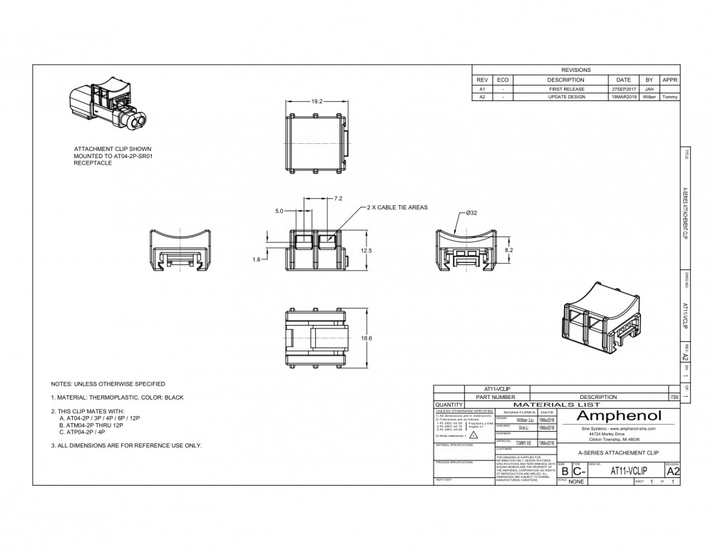 Amphenol AT11-VCLIP technical drawing preview
