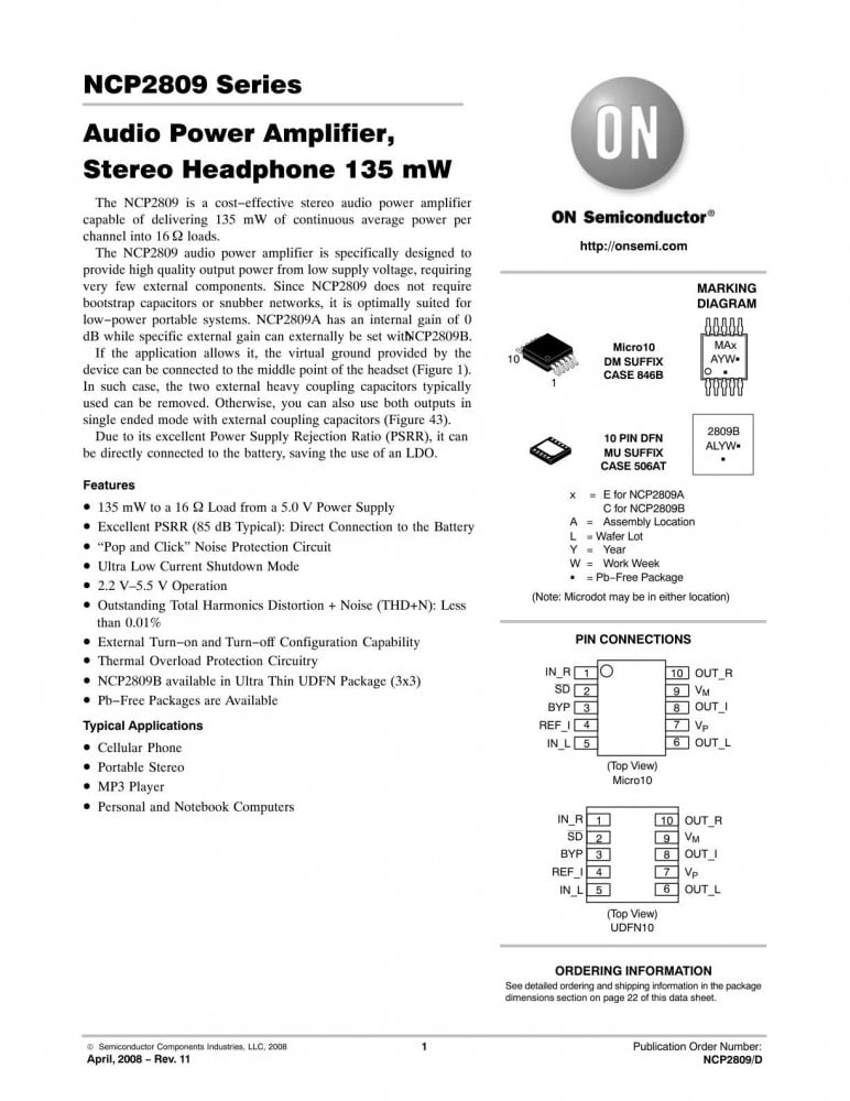 NCP2809BGEVB technical document page 1