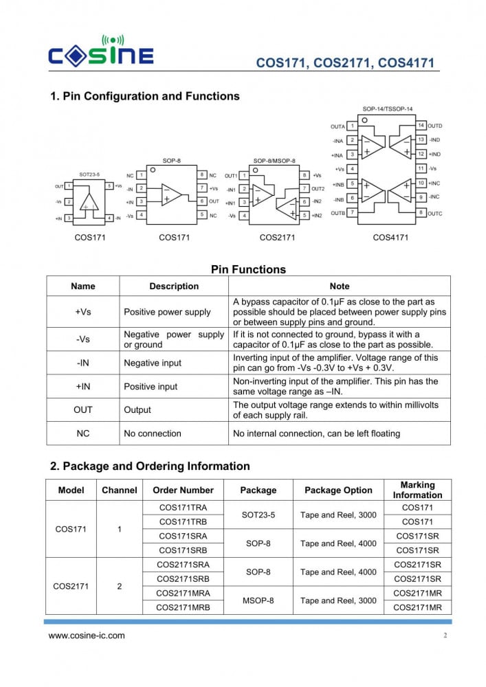 COS2171SRA datasheet page 2