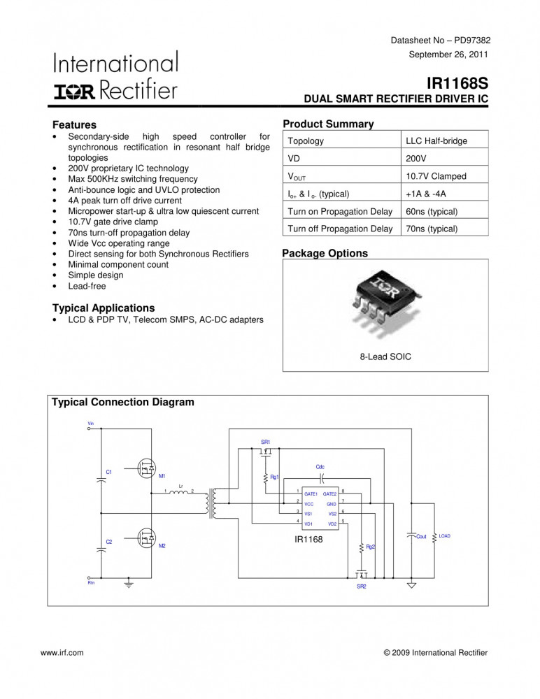 IR1168 datasheet page 1
