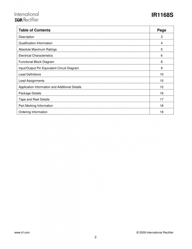 IR1168 datasheet page 2
