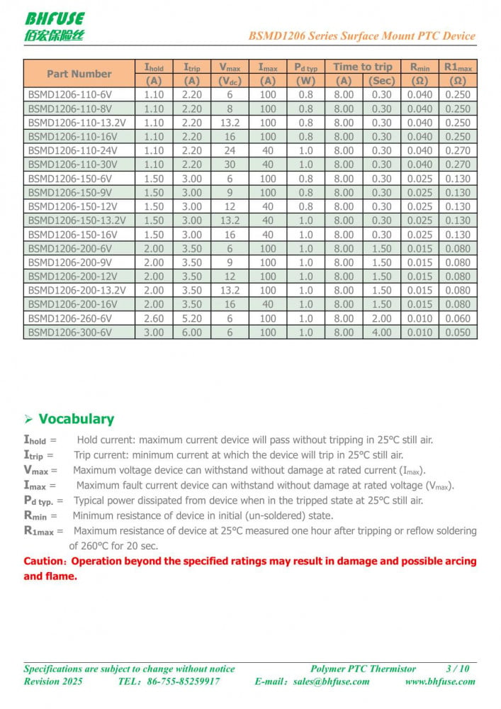 BHFUSE BSMD1206 datasheet page 3