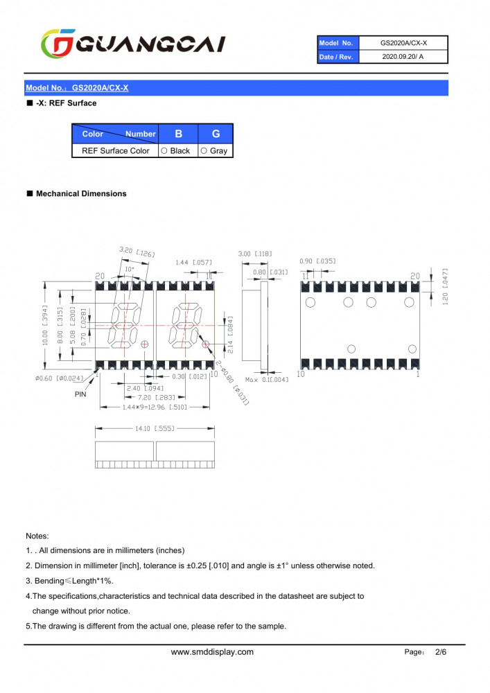 GS2020CR-G mechanical dimensions