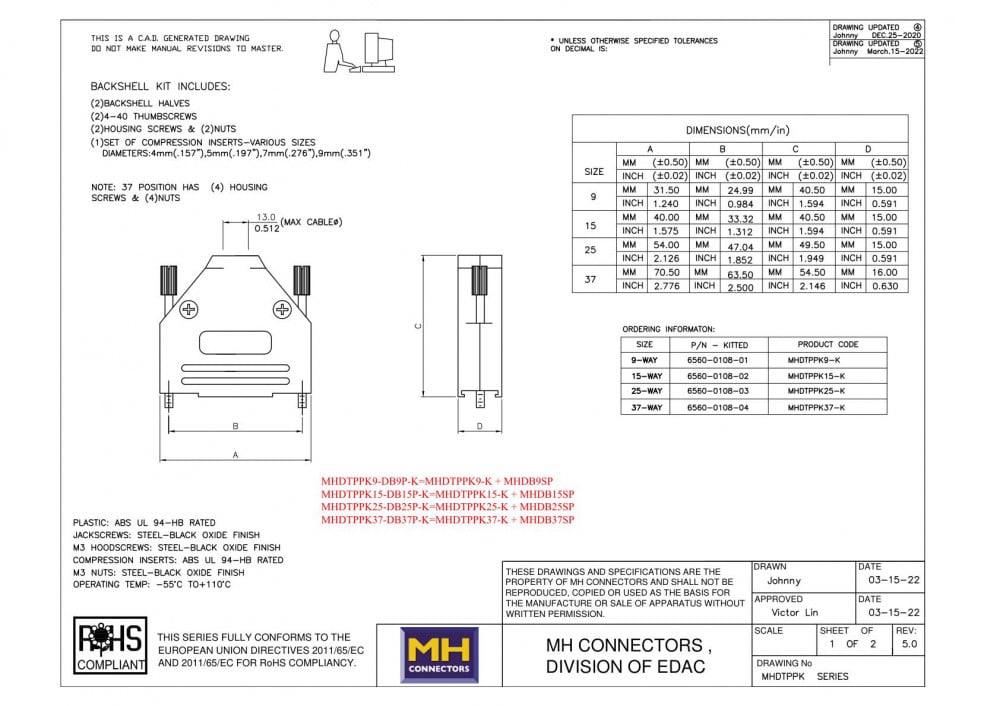 MHDTPPK series backshell drawing
