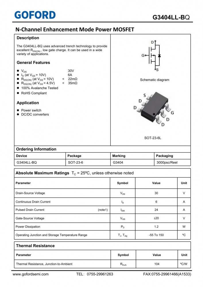G3404LL-BQ datasheet page 1