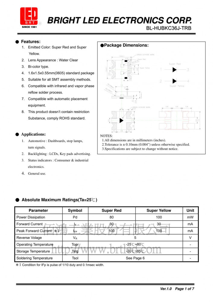 BL-HUBKC36J-TRB datasheet page 1