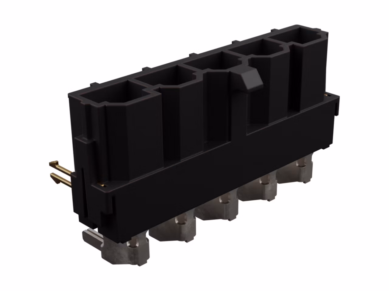 Mini-Fit Sr. Right-Angle Header, 10.00mm Pitch, Single Row, 5 Circuits, 5.10mm Tail Length, for 2.36mm PCB, Tin (Sn) Plating, with Clip, USE NYE LUBE ON MATING SURFACES for sale