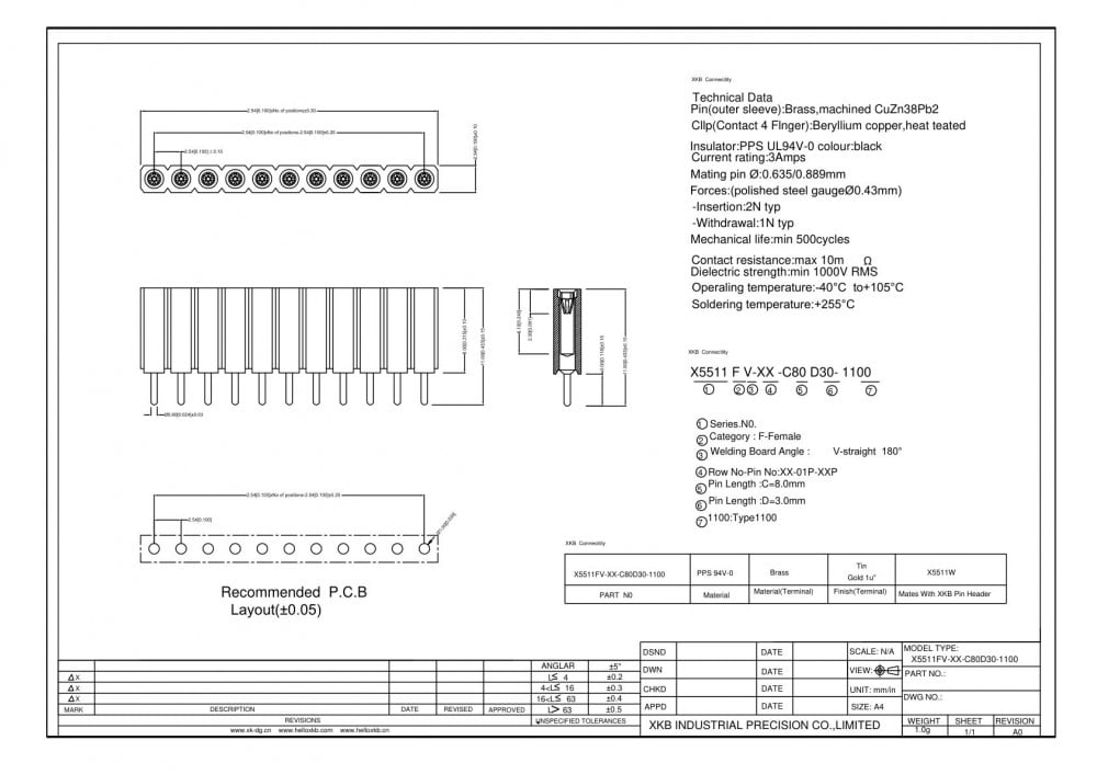 X5511FV-40-C80D30-1100 technical document page 1