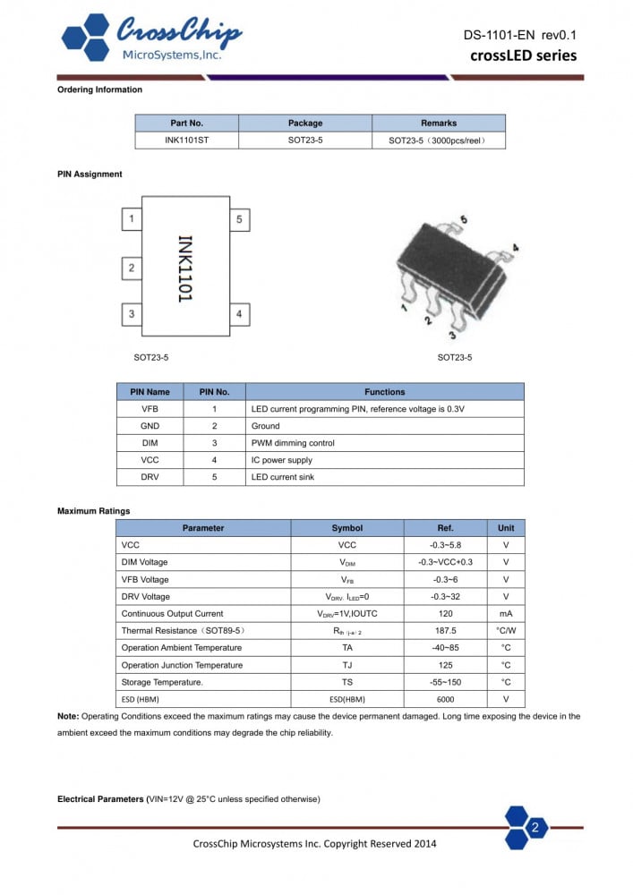 INK1101ST datasheet page 2