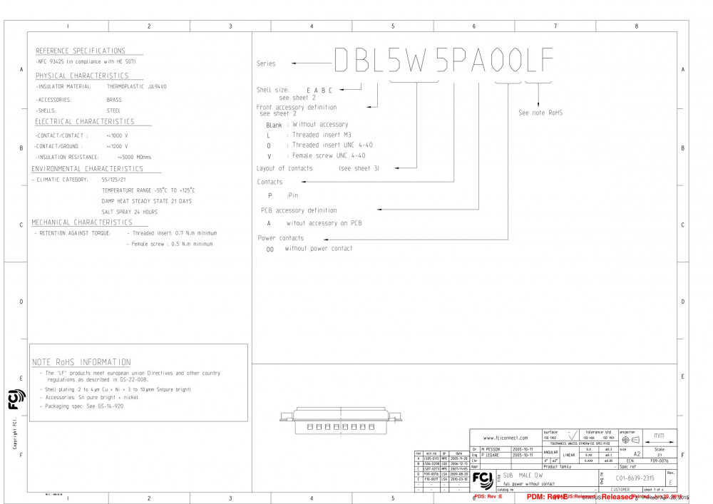DE2V2PA00LF technical document page 1