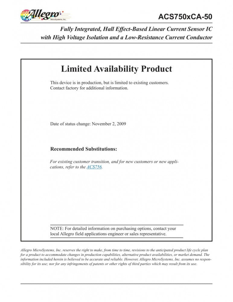 ACS750SCA-050 datasheet page 1
