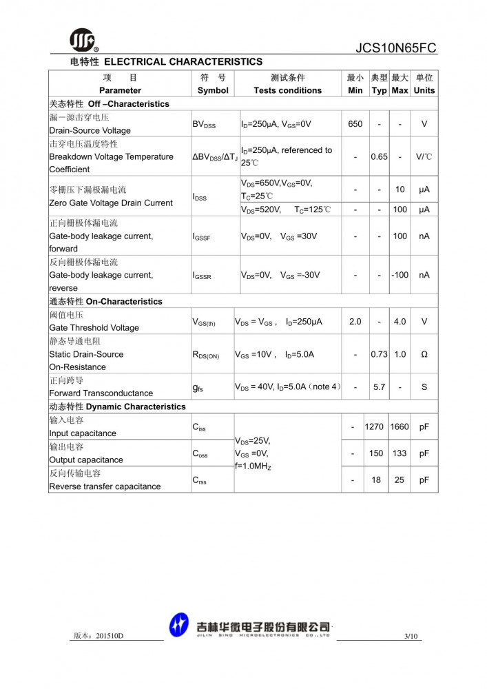 JCS10N65FC datasheet page 3