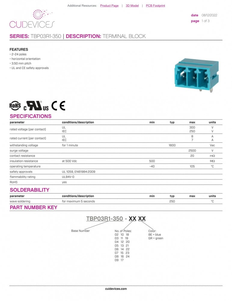 TBP03R1-350-08GR datasheet page 1