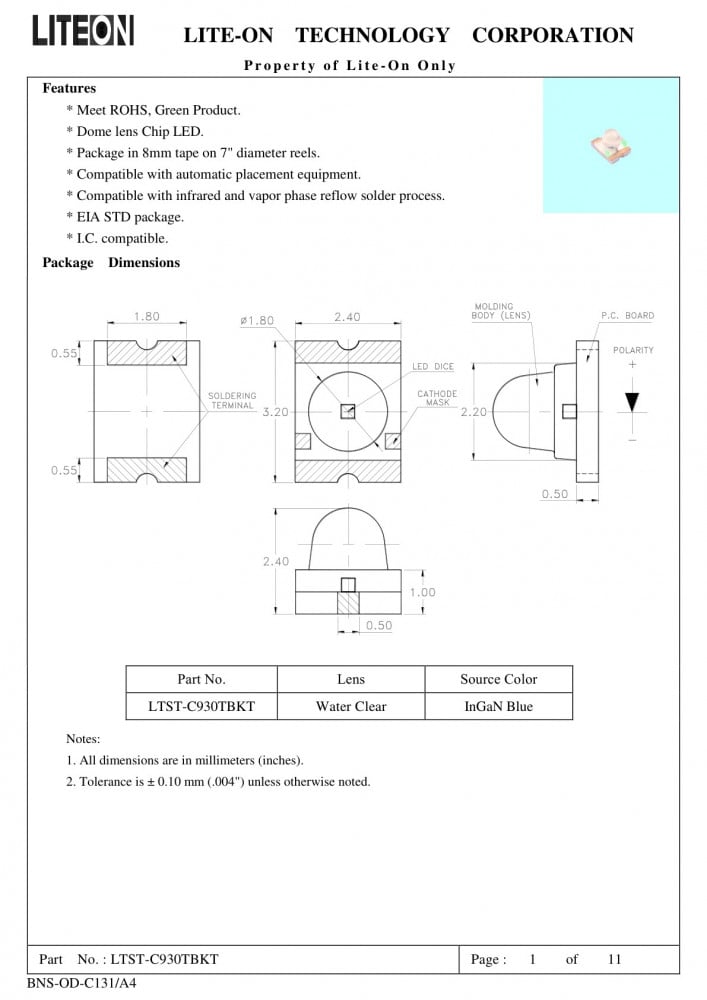 LTST-C930TBKT datasheet page 2