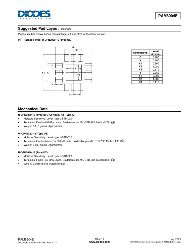 PAM8904E datasheet page 10