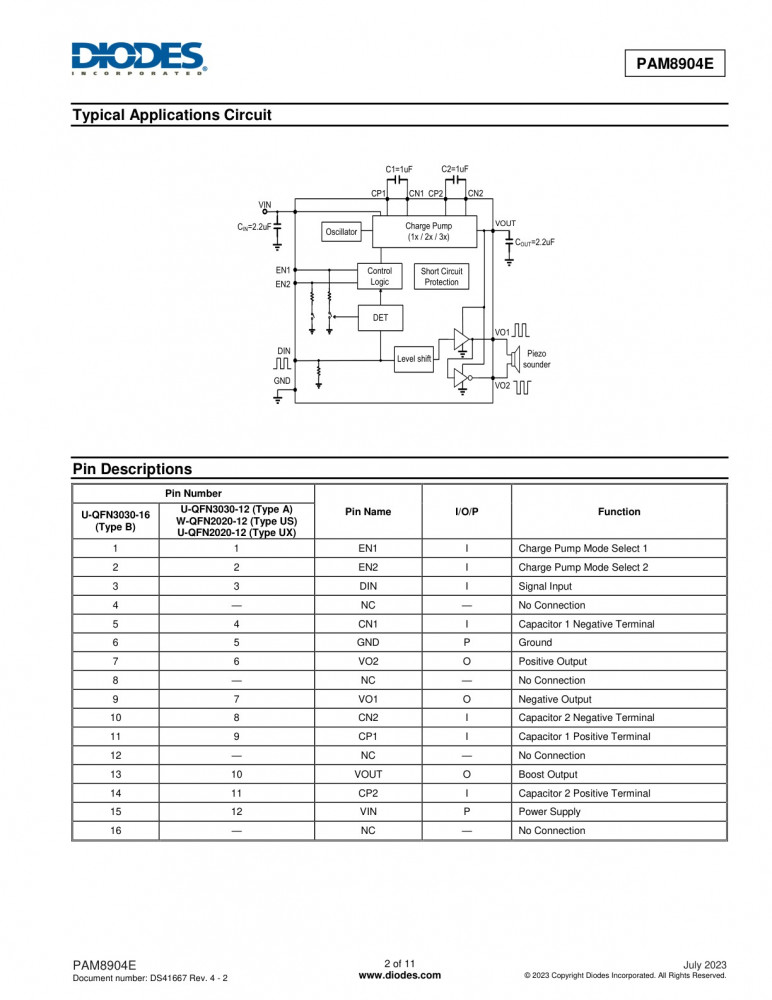 PAM8904E datasheet page 2