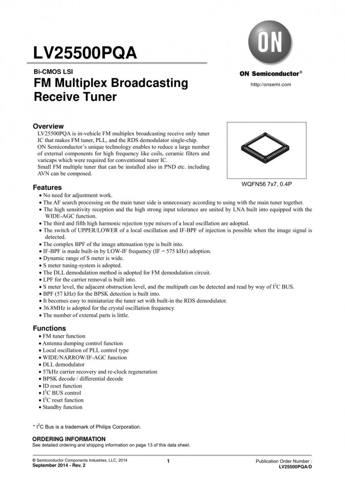 LV25500PQA datasheet page 1
