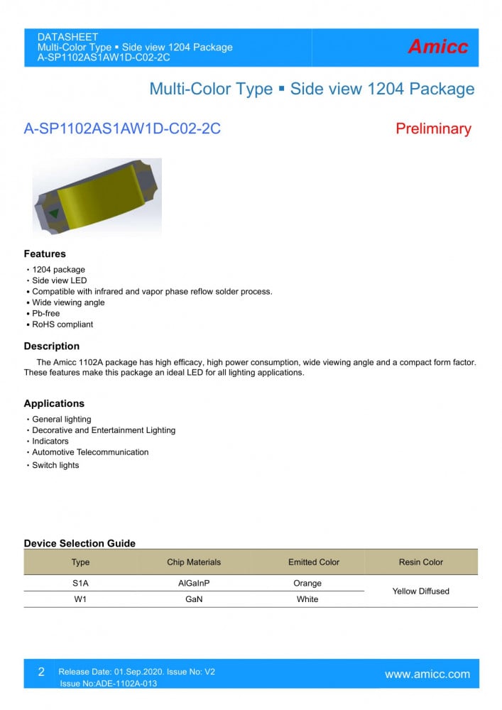 Amicc datasheet page 2