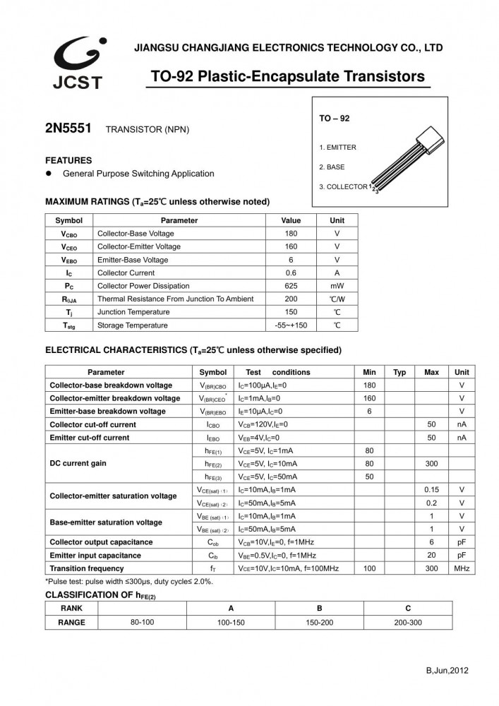 2N5551 JSCJ datasheet page 1