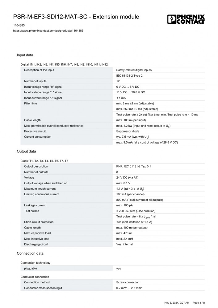 Phoenix Contact 1104885 technical document page 3
